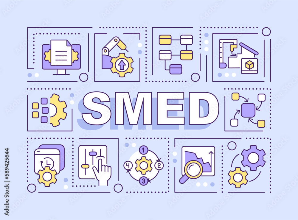 SMED word concepts blue banner. Single minute exchange of dies ...