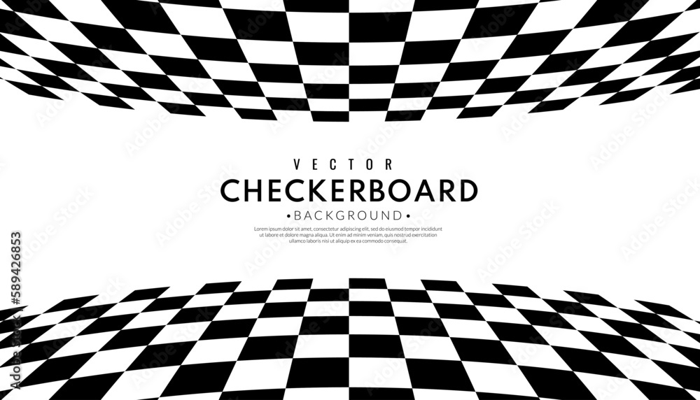 Abstract Checkerboard pattern on white background. Chess border ...