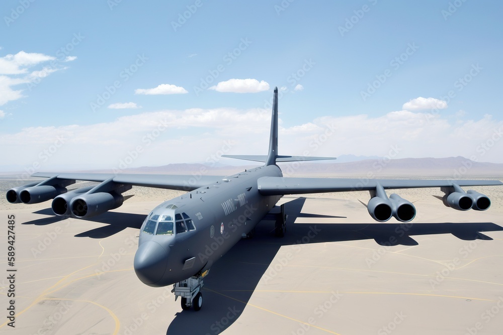 A Top-Side View of the B-52 Stratofortress Military Aircraft in Flight ...