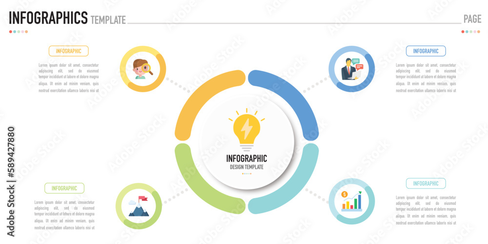 Circular mind map infographic business template or element as vector on ...