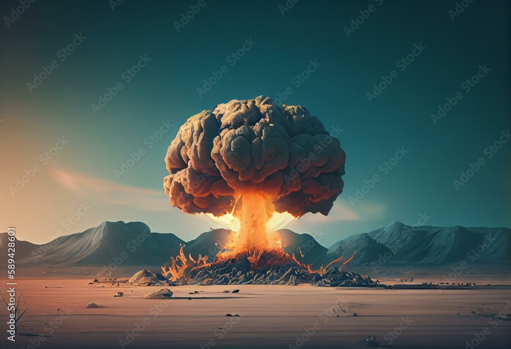 Atomic Bomb Nuke Explosion 4K. Generative AI Stock Illustration | Adobe ...