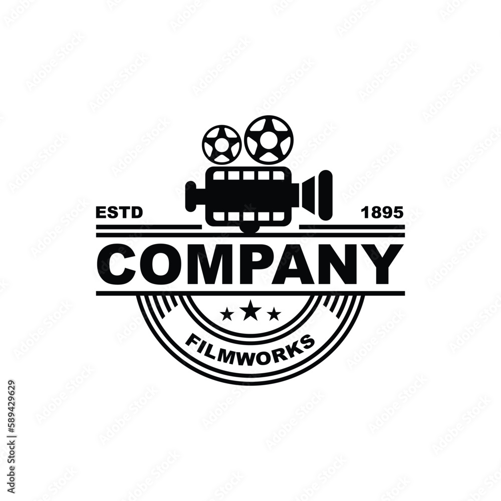 Vintage video camera logo for movie cinema production Stock Vector ...