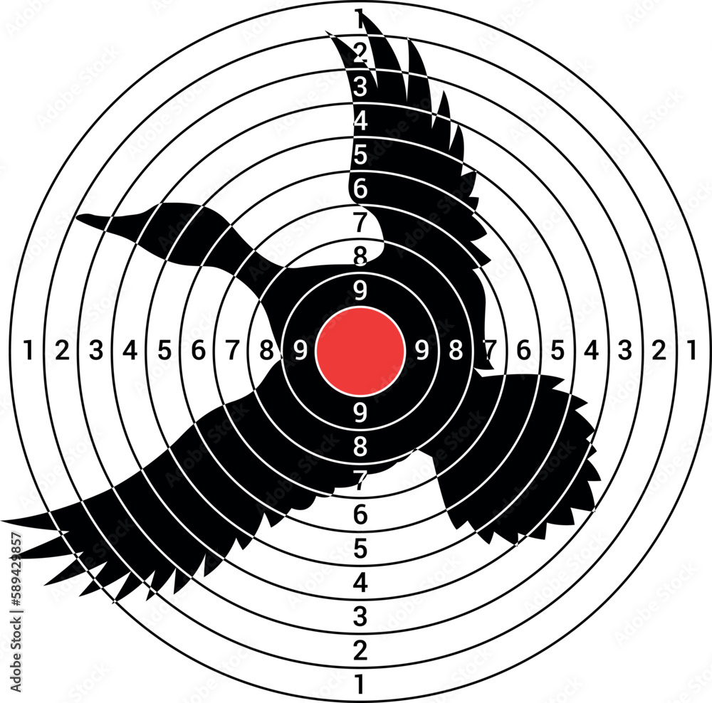 Target for shooting flying duck black silhouette hunting circle marked ...