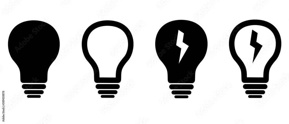 Energy light bulbs web and computer icons set on transparent background ...
