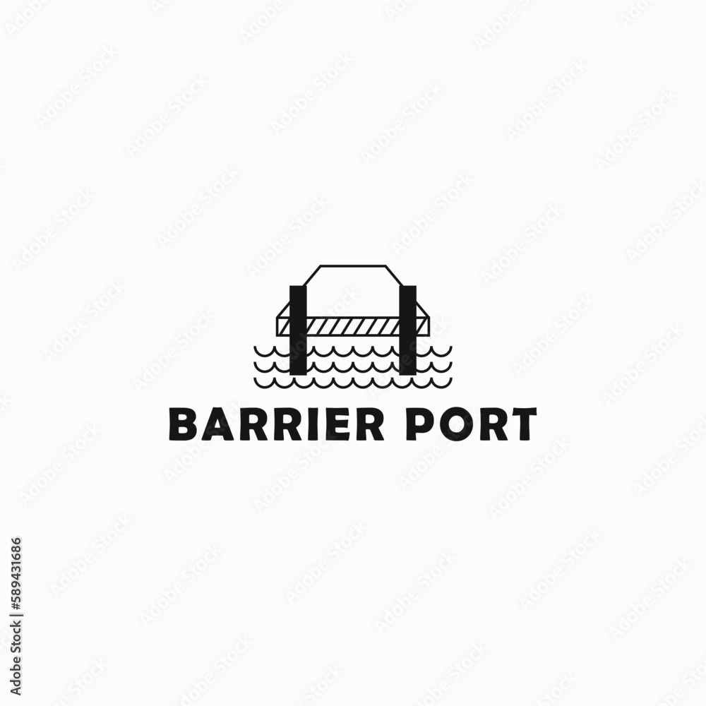bold barrier port mark sign logo design vector illustration with modern ...