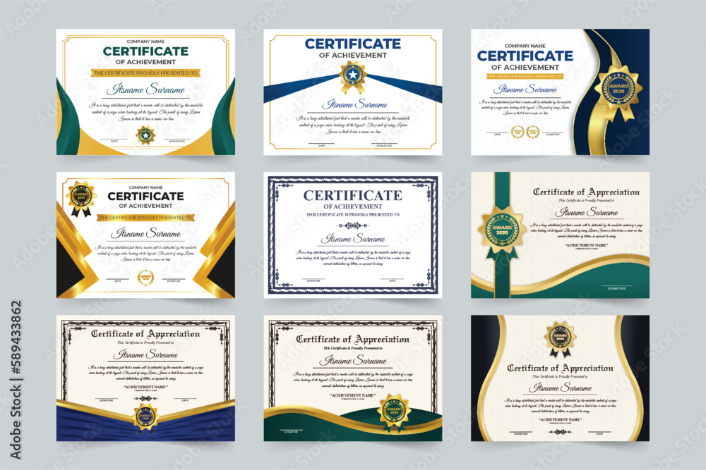 Achievement certificate and credential design collection for academic ...