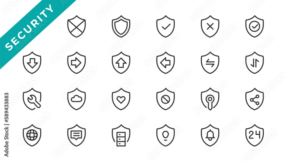 Security set of web icons in line style. Cyber Security and internet ...