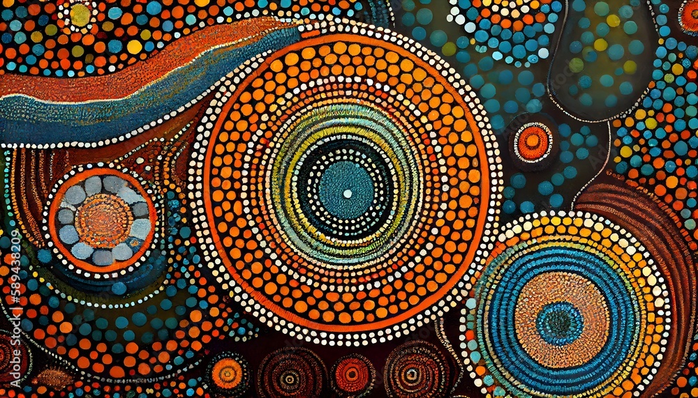 colorful australian aboriginal art, Generative AI Stock Illustration ...