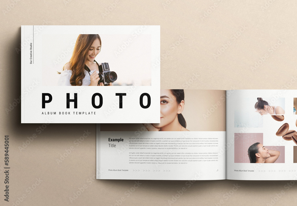 Photo Album Book Template Landscape Stock Template | Adobe Stock