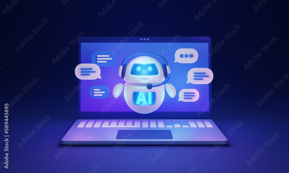 Chatbot AI assistant for automated customer support 3D illustration ...