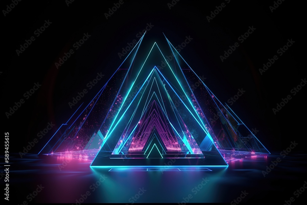 3d render, neon lights, abstract background, glowing lines, virtual ...