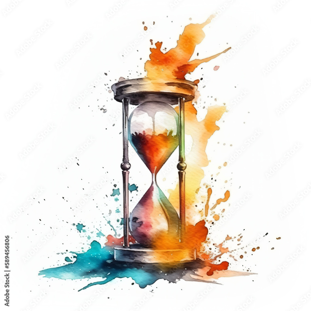 Watercolor design of abstract sandglass concept art - Generative AI ...