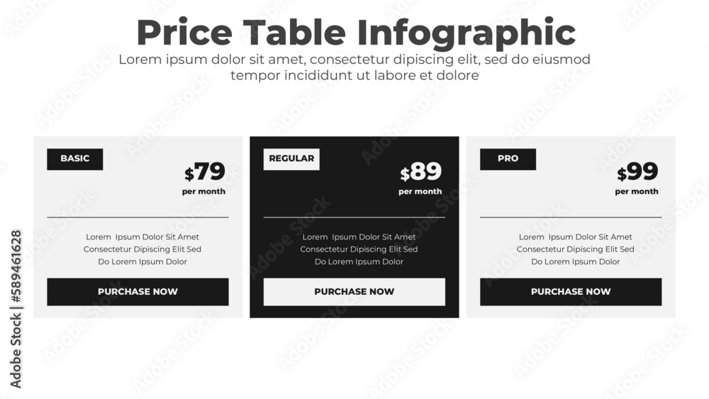 Price table template and comparison plan chart Stock Vector | Adobe Stock