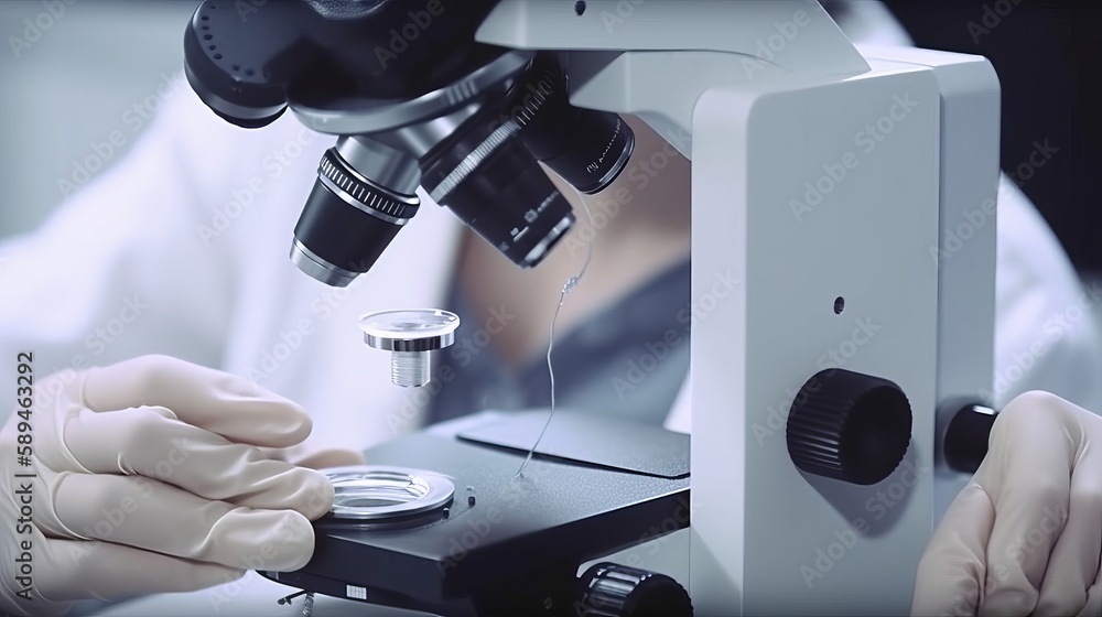 Pioneering Medical Research: Scientist Examining Samples with Electron ...
