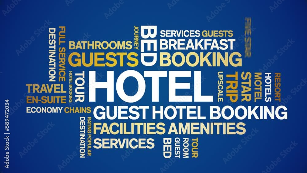 Hotel animated tag word cloud;text design animation kinetic typography ...