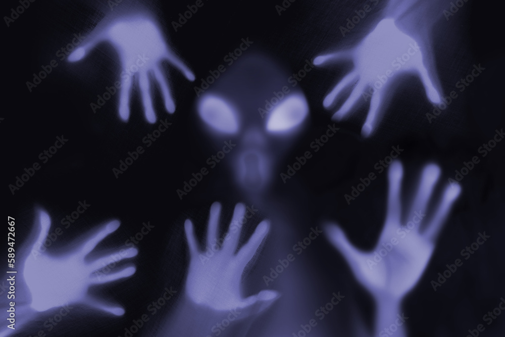 eerie blurry image of humanoids from other planets, frightening ...