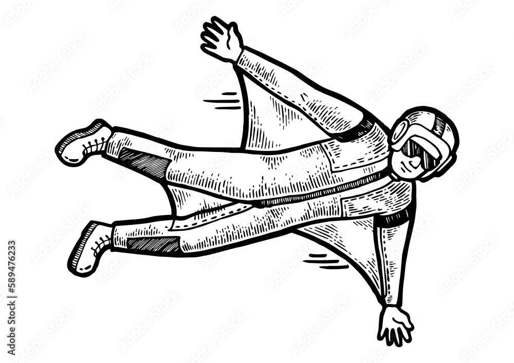 Wingsuit flying sketch PNG illustration with transparent background ...