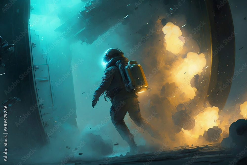Epic action sequence set in a futuristic sci-fi movie scene, Generative ...
