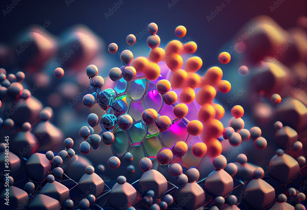 Abstract molecular grid. Nano structure of innovation clusters. 3D ...