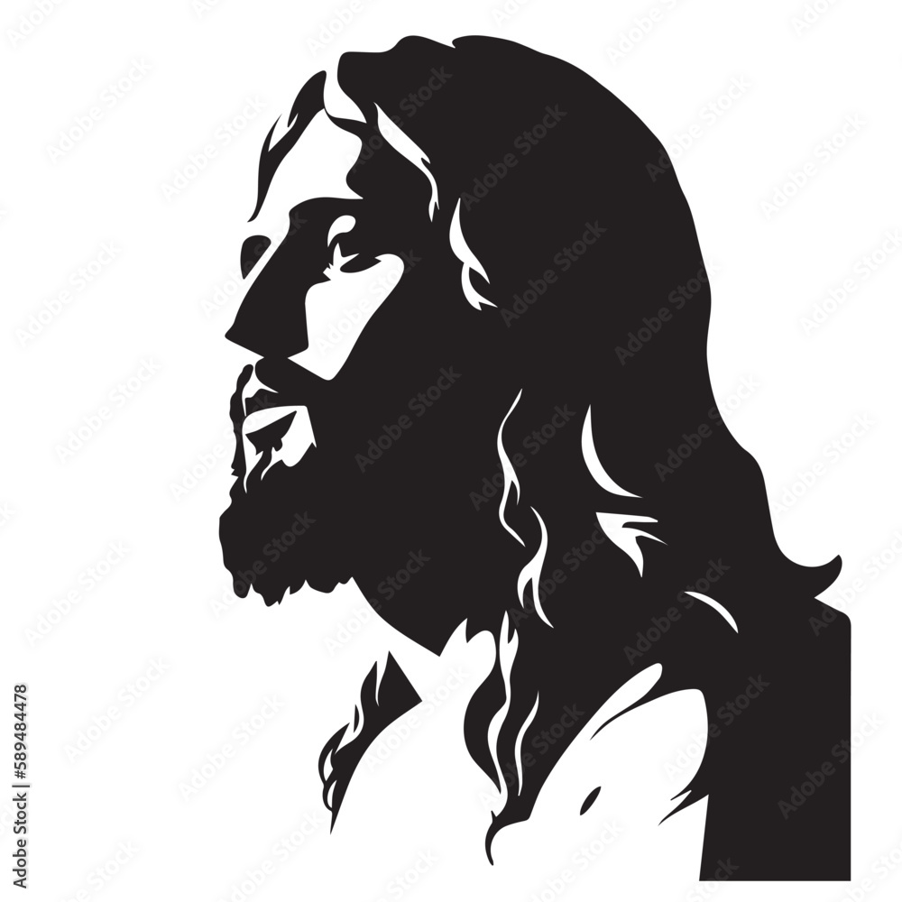 Jesus Christ. Vector illustration. Silhouette svg of Jesus, laser ...