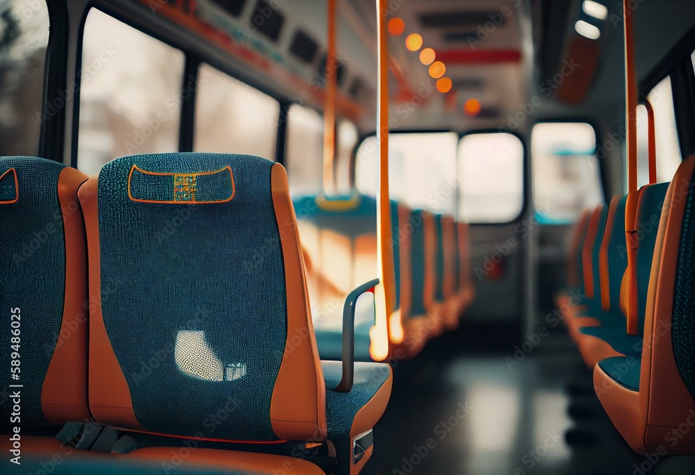Seats in public transport. Modern city bus interior. Modern city bus ... Seats in public transport. Modern city bus interior. Modern city bus ...
