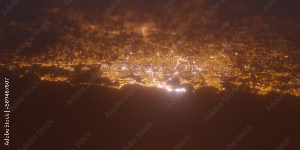 Street lights map of San Juan (Puerto Rico) with tilt-shift effect ...