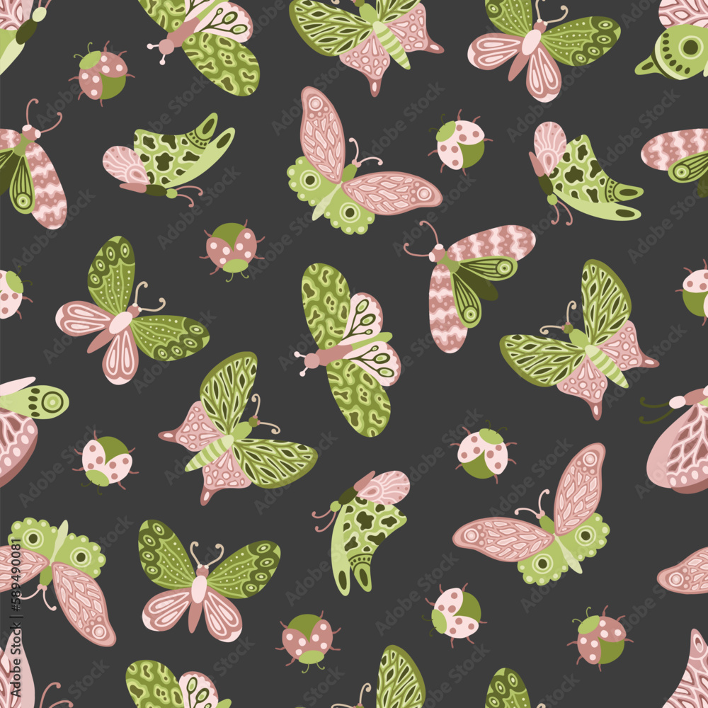 Seamless vector floral pattern, spring, summer backdrop. Hand drawn ...