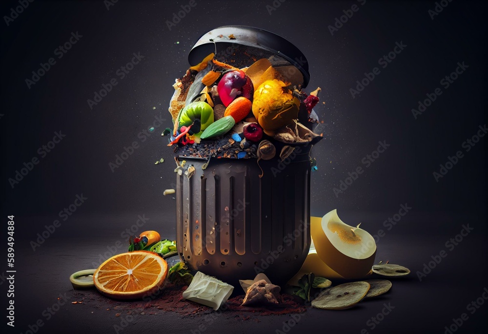 A creative and artistic graphic illustrating food wastage. Food is ...