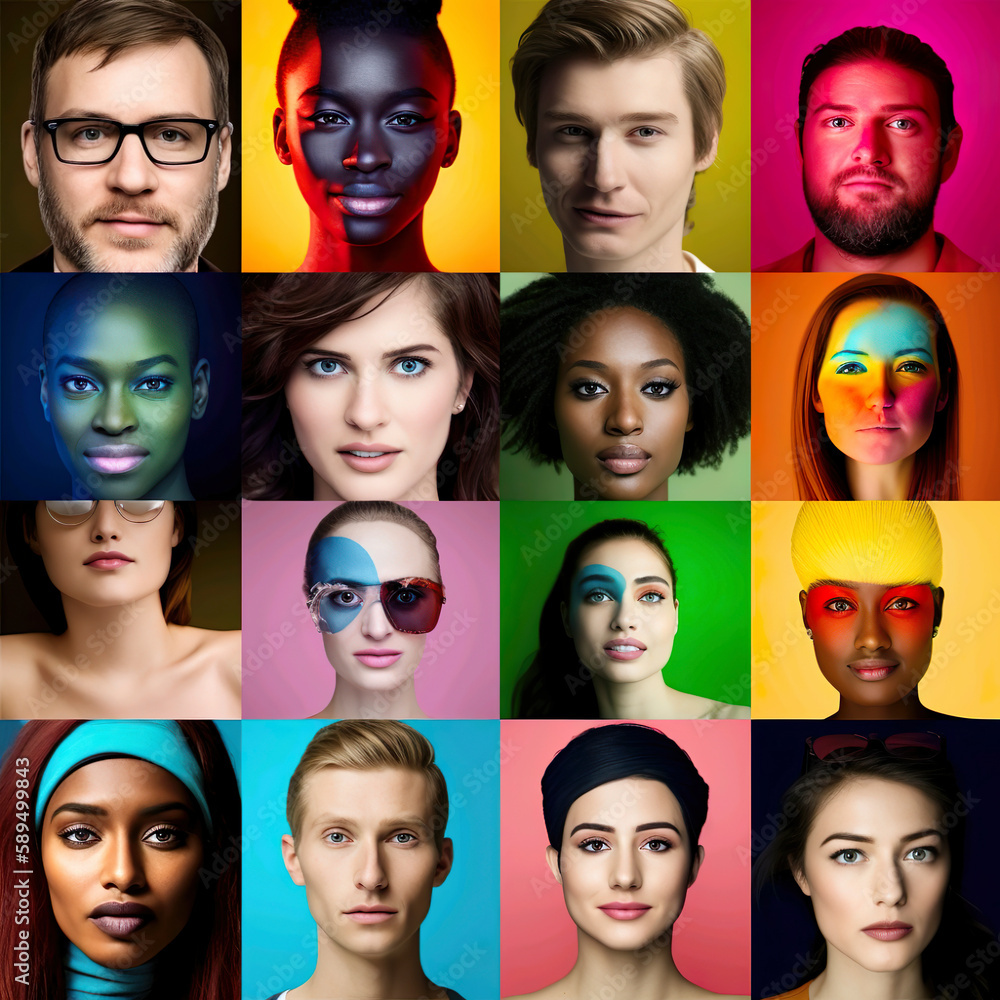 Generative AI illustration of people of various identities and colors ...