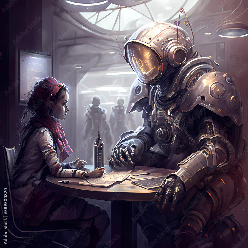 Communication. Negotiation table. People and robots in negotiations ...