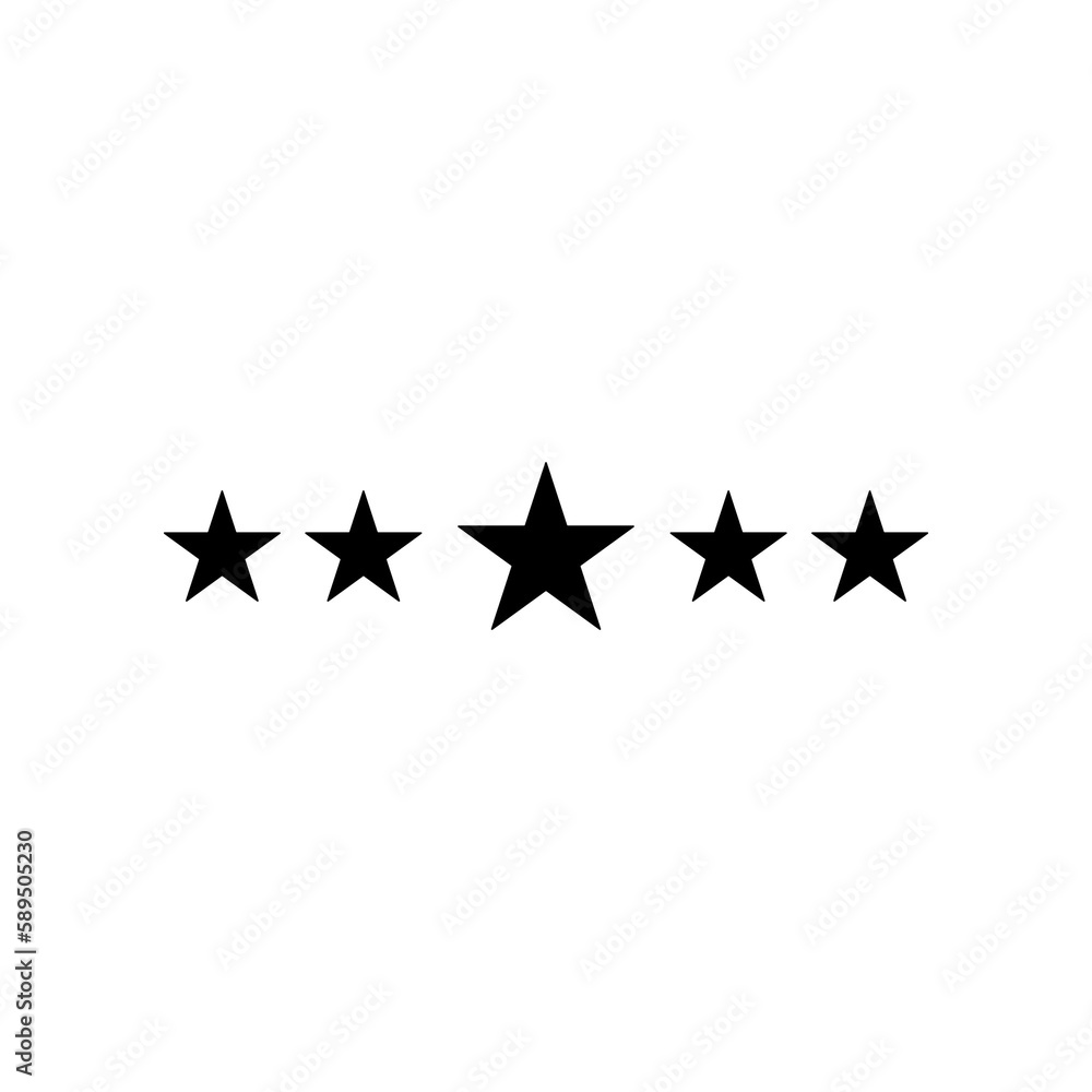 Five-star rating icon. Symbol of 5star where the middle star is big ...