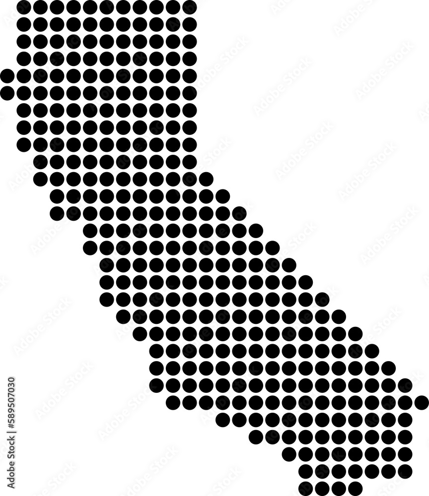 California map contour in png. California state map. Dotted California ...