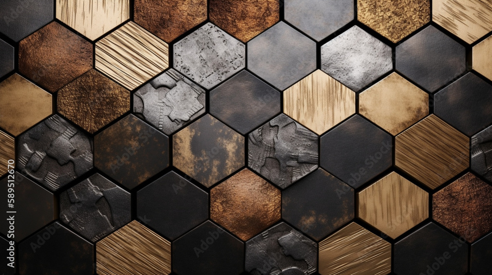 Hexagonal abstract metal concept wallpaper background Generative AI ...