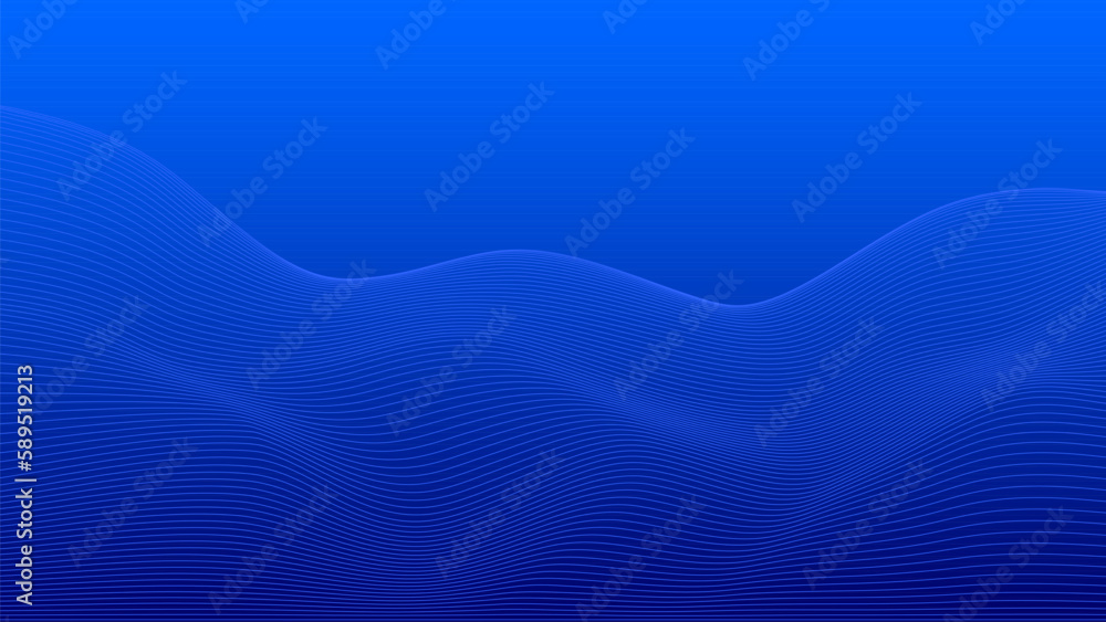 Blue background. Flowing blue waves. Abstract digital wave. Flow. Line ...
