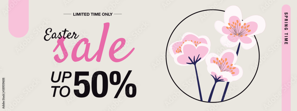 Easter Sale Header or Banner Design with Get Extra 50% Off. Typography ...