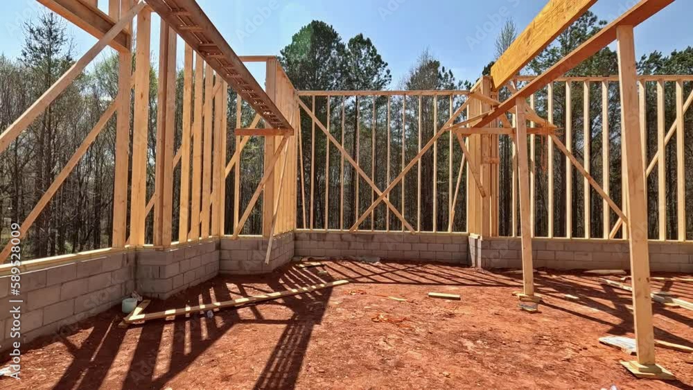 Stick house was built using combination of timber beams and truss ...