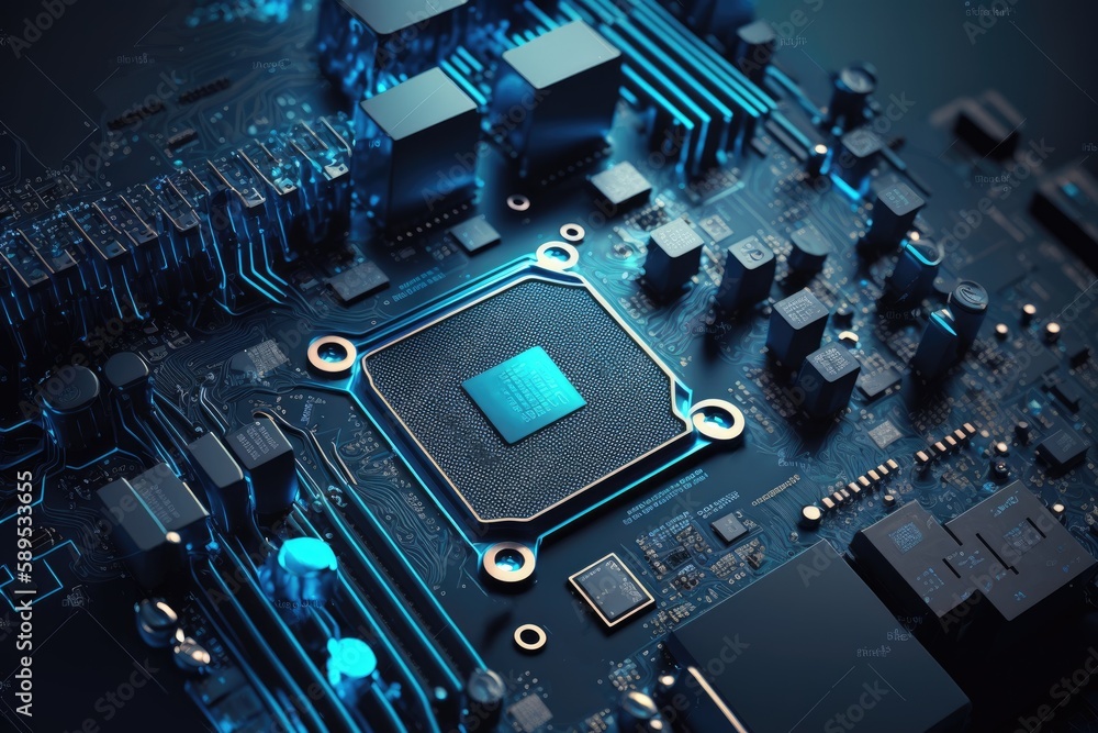 Abstract circuit board technology background. Modern Electronic ...