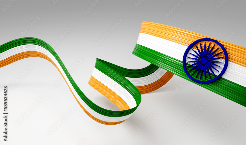 3d Flag Of India 3d Wavy Shiny Indian Ribbon Flag On White Background ...