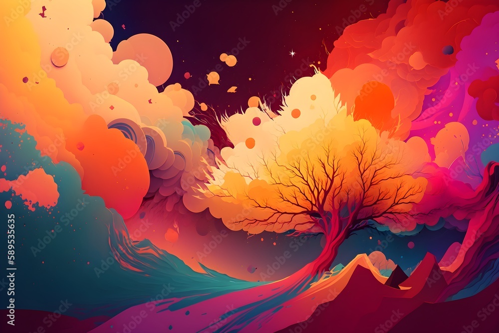 bright Abstract watercolor drawing on a paper image. colorful vibrant ...