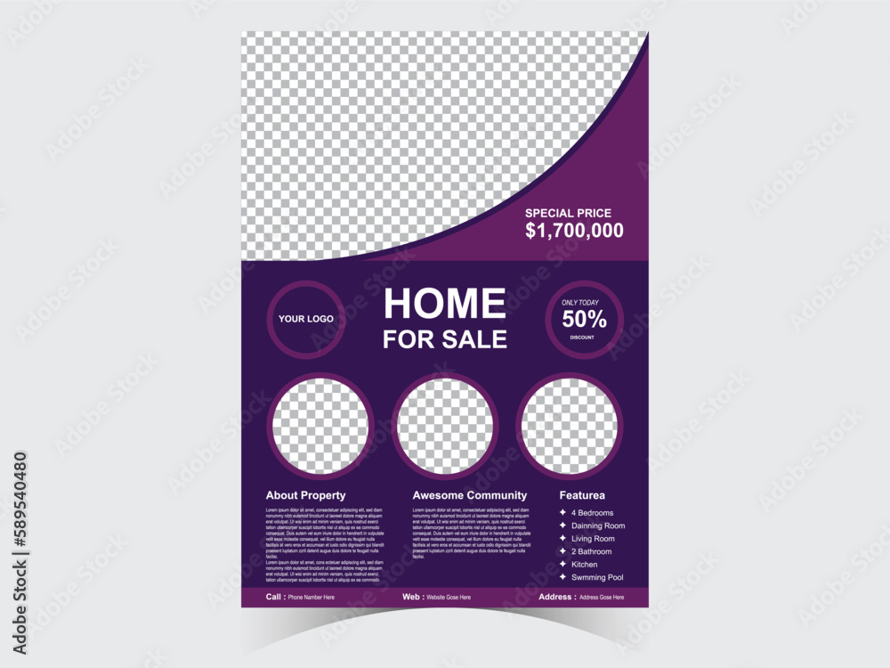 Flyer Design Template. Professional Brochure. Real Estate Poster Vector ...