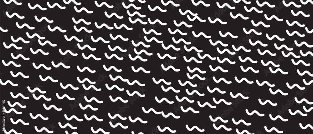 White scribble line pattern on black background. Hand drawn lines ...