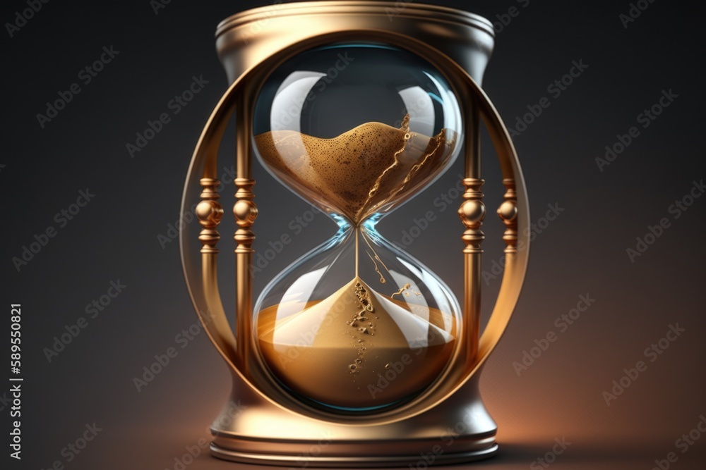 Captivating Golden Hourglass in Radiant Circle Background Stock ...