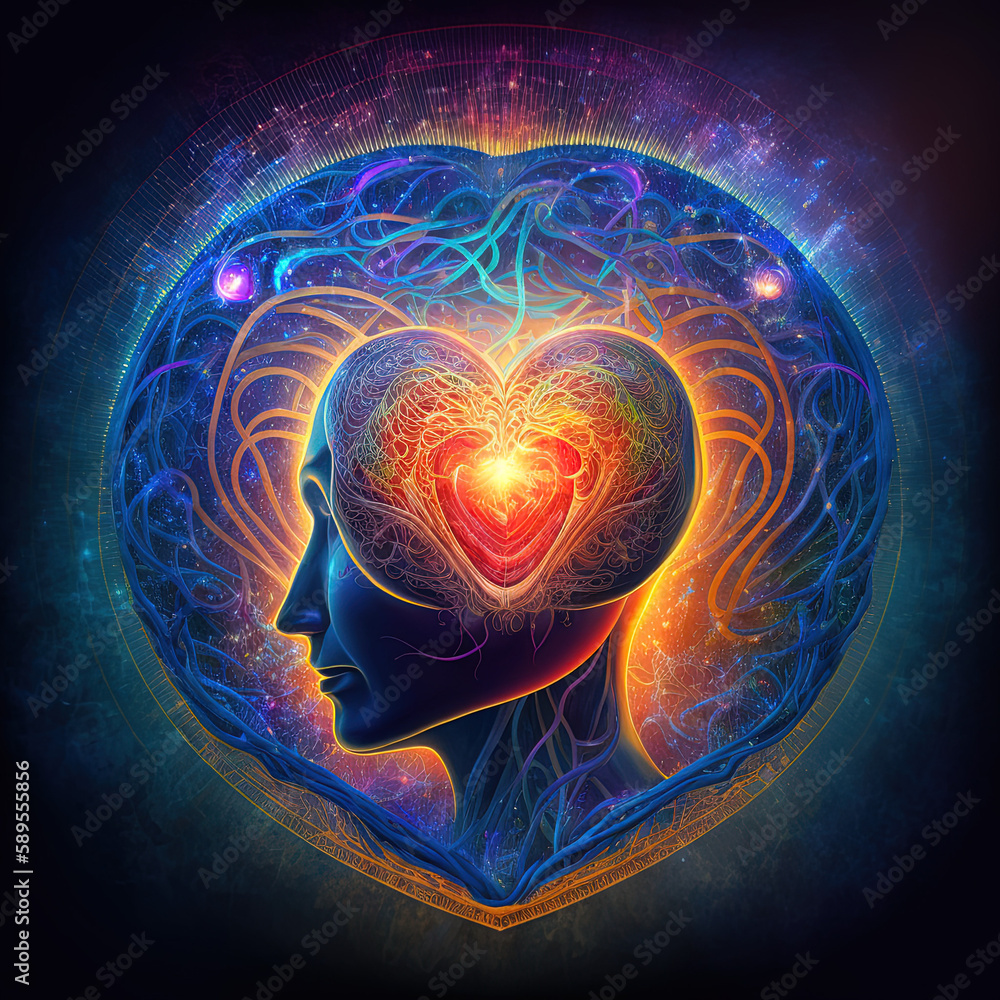 Meditation, chakra opens, concept, intuition and pineal gland are in ...