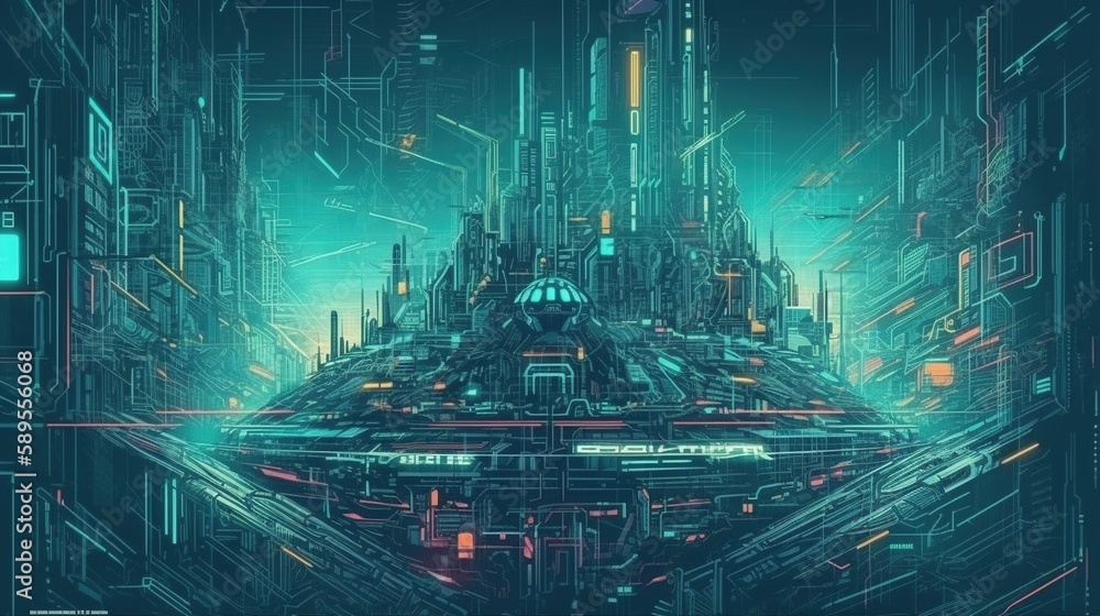 Infographic-Style Cyberpunk Abstract with Maximum Texture Discover our ...