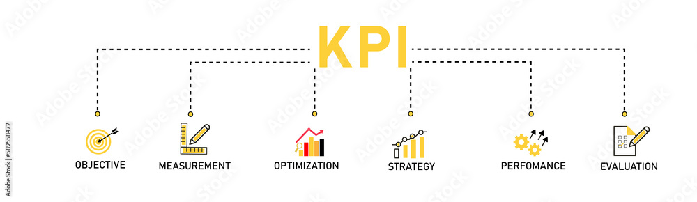 KPI banner web icon vector illustration concept for key performance indicator in the business ...