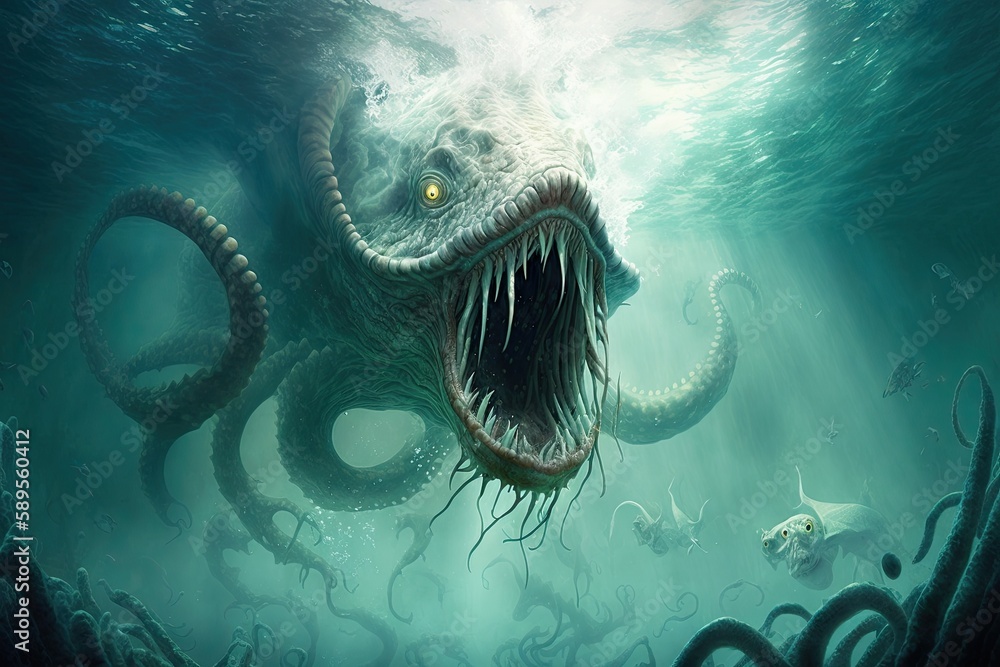 a sea monster rising from the depths, with its enormous tentacles and ... a sea monster rising from the depths, with its enormous tentacles and ...