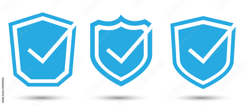 Set of security shield icons, security shields logotypes with check ... Set of security shield icons, security shields logotypes with check ...