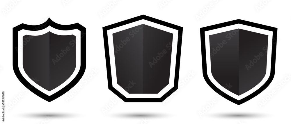 Set of security shield icons, security shields logotypes with check ...