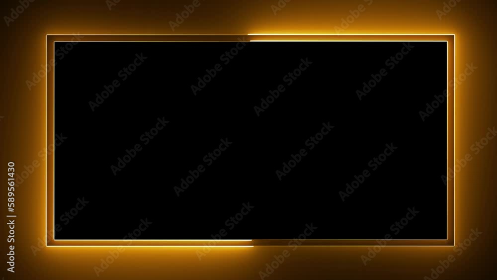 neon border frame, golden glowing border, rectangle, square, frame ...