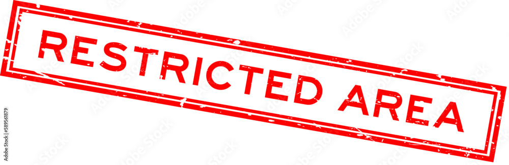 Grunge red restricted area word square rubber seal stamp on white ...